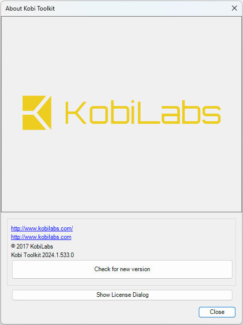 Revit > Kobi Toolkit panel > About | KobiLabs